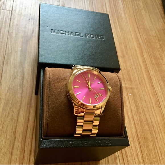 Michael Kors | Accessories | Michael Kors Hot Pinkgold Watch | Poshmark
